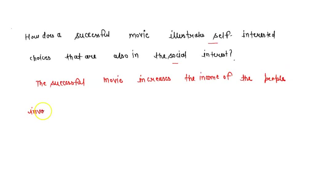 SOLVED: How does a successful movie illustrate self-interested choices ...
