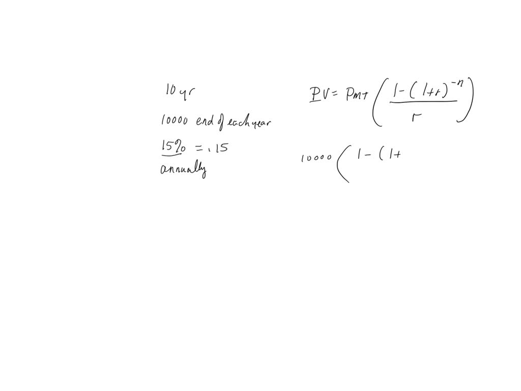 SOLVED: What is the present worth of a P500 annuity starting at the end ...