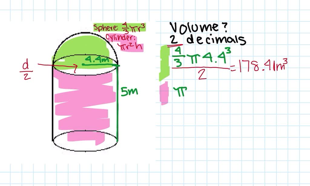 SOLVED: The solid contains a cylinder and a hemisphere. Find the volume of the composite solid ...