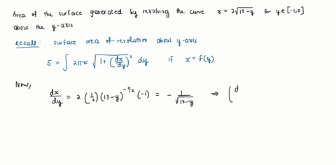 Find the area of the surface generated by revolving the...