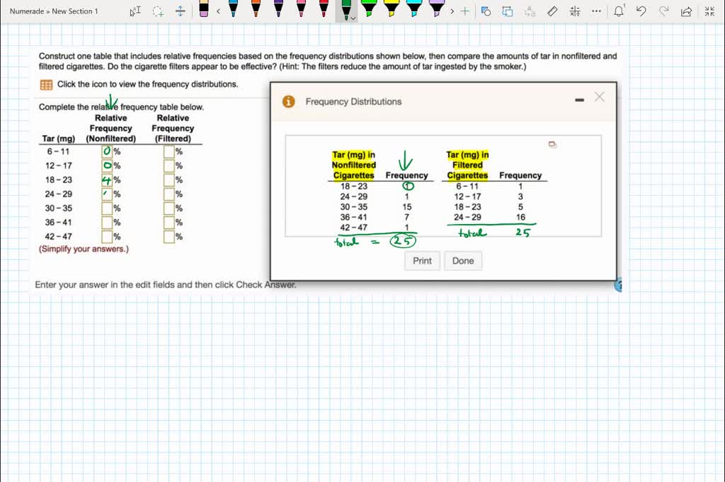 SOLVED: Construct one table that includes relative frequencies based on the frequency ...