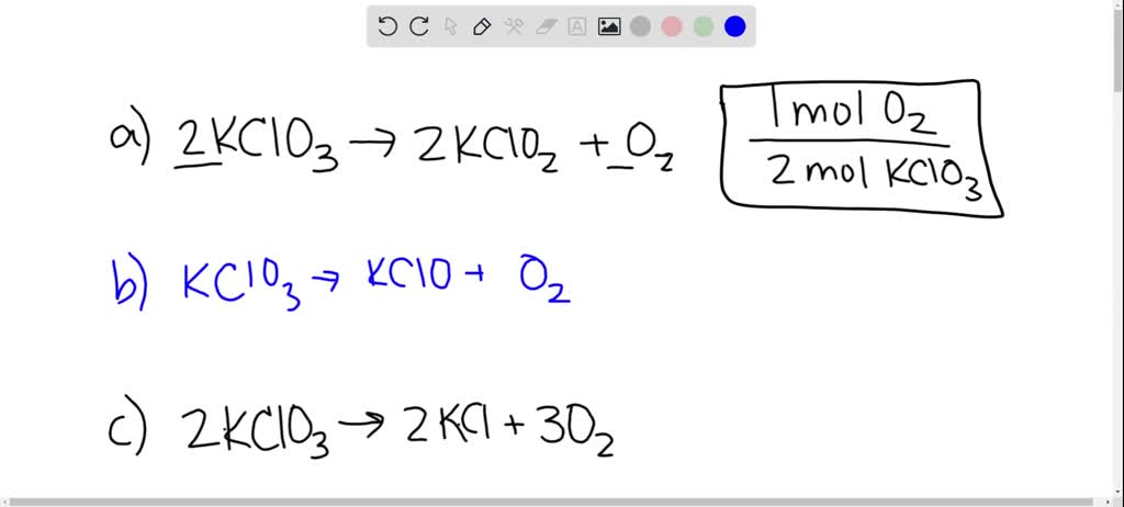 SOLVED: The ratio of moles O2 / moles KClO3 based on the stoichiometric coefficients of the ...