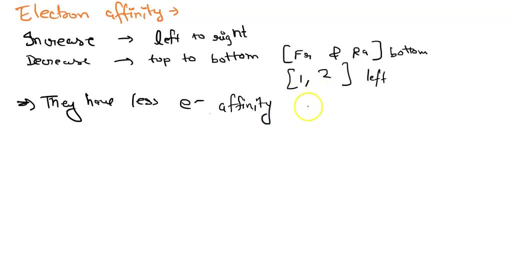 SOLVED: Which element has the highest first electron affinity? A. Rn B ...