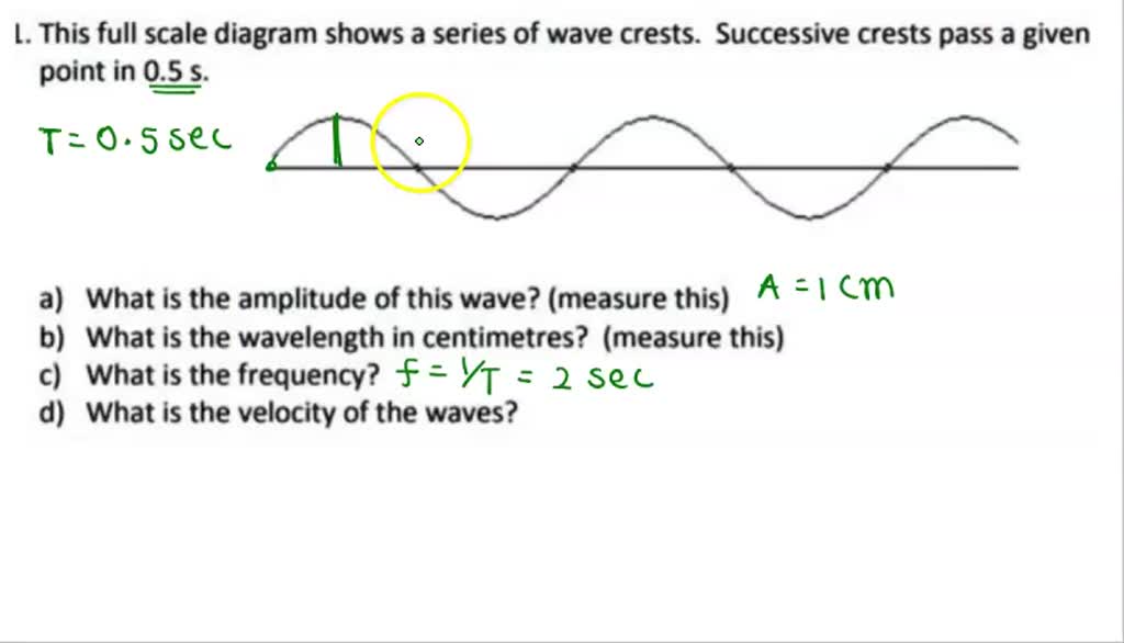 SOLVED: 11. This full scale diagram shows a series of wave crests ...