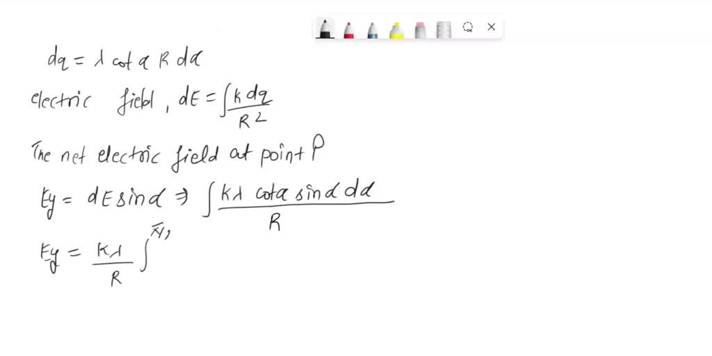 SOLVED: The charge per unit length on the thin semicircular wire shown ...