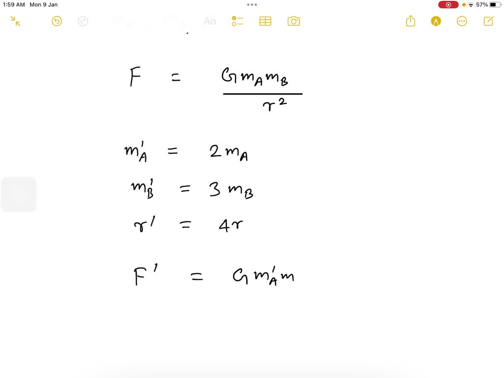 The force of gravity between two small masses A and B when near each ...