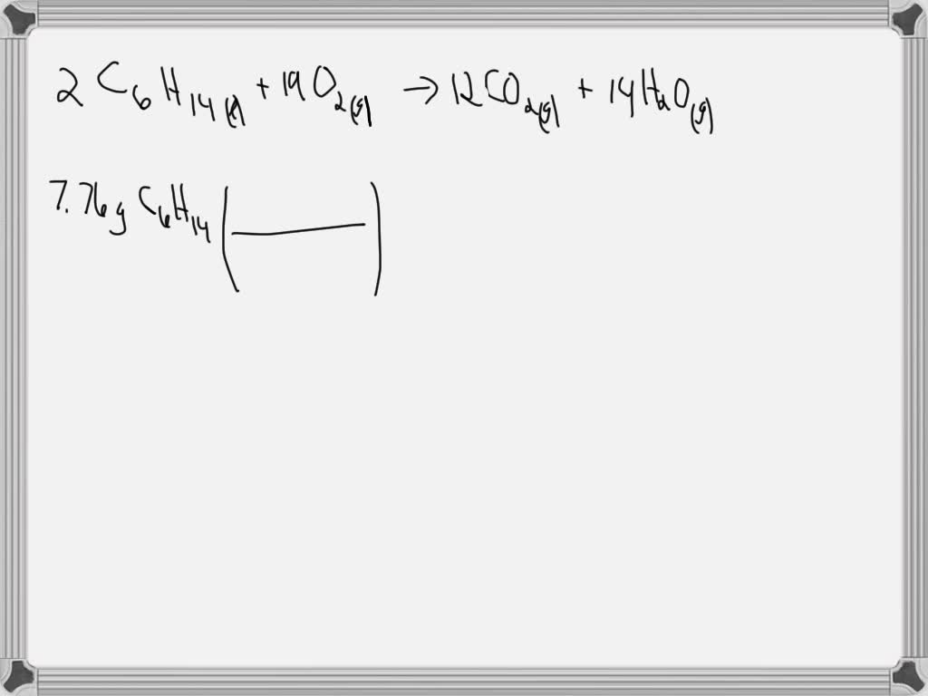 SOLVED: Liquid hexane (CH3(CH2)4CH3) reacts with gaseous oxygen gas (O2 ...