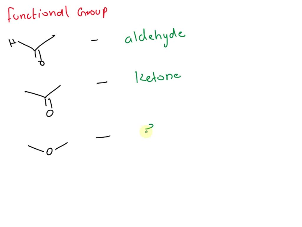 SOLVED: Name 5 functional groups in the given molecule: SOLVED: Name 5 functional groups in the given molecule: