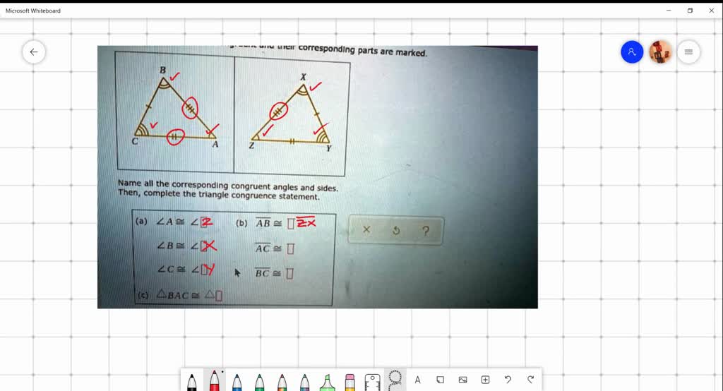 SOLVED: The triangles below are congruent and their corresponding parts ...