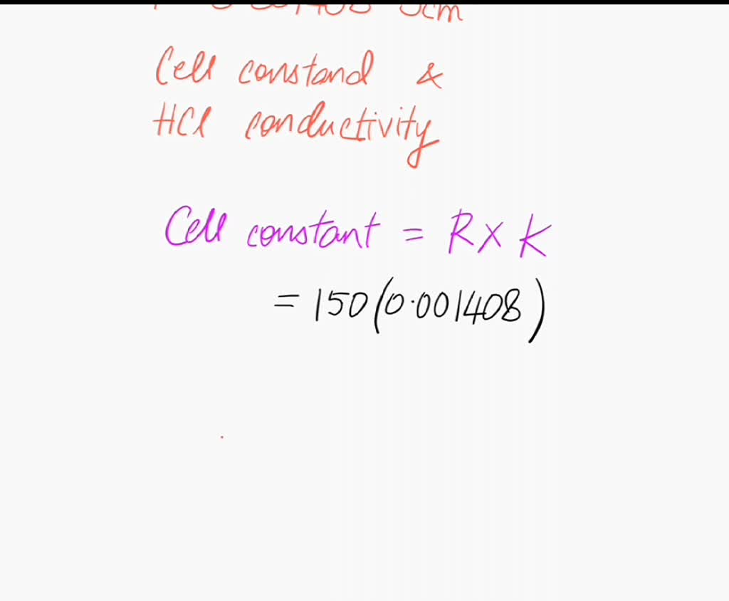 SOLVED:A conductivity cell was calibrated using 0.01 M KCl (K = 1.4087 ...