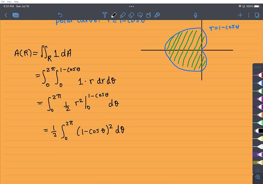 SOLVED: Use the double integral in polar coordinates to find the area ...
