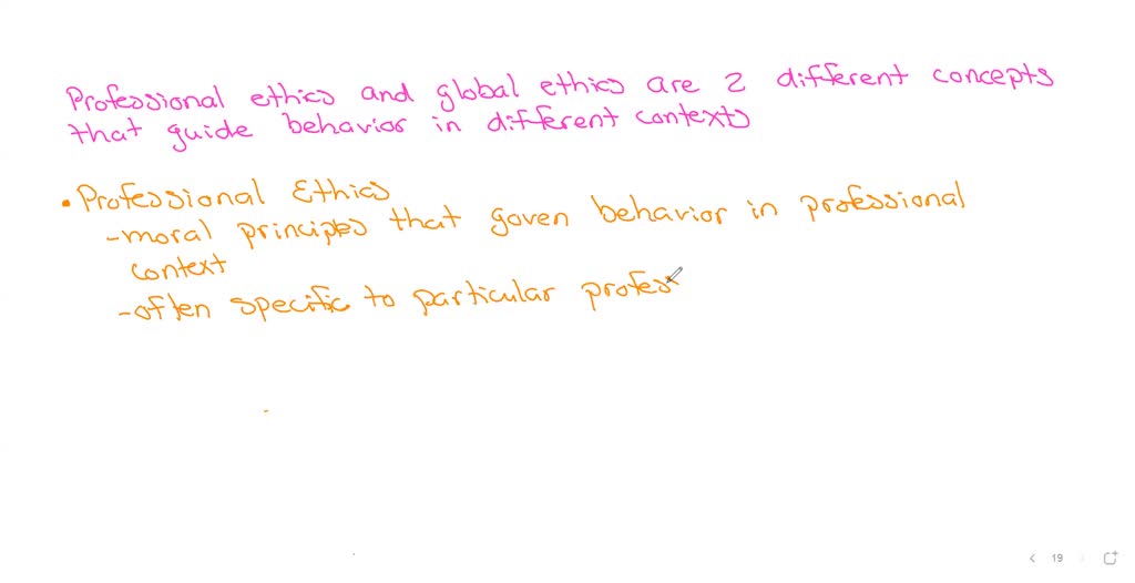 SOLVED: 1. Describe the difference between professional ethics and ...