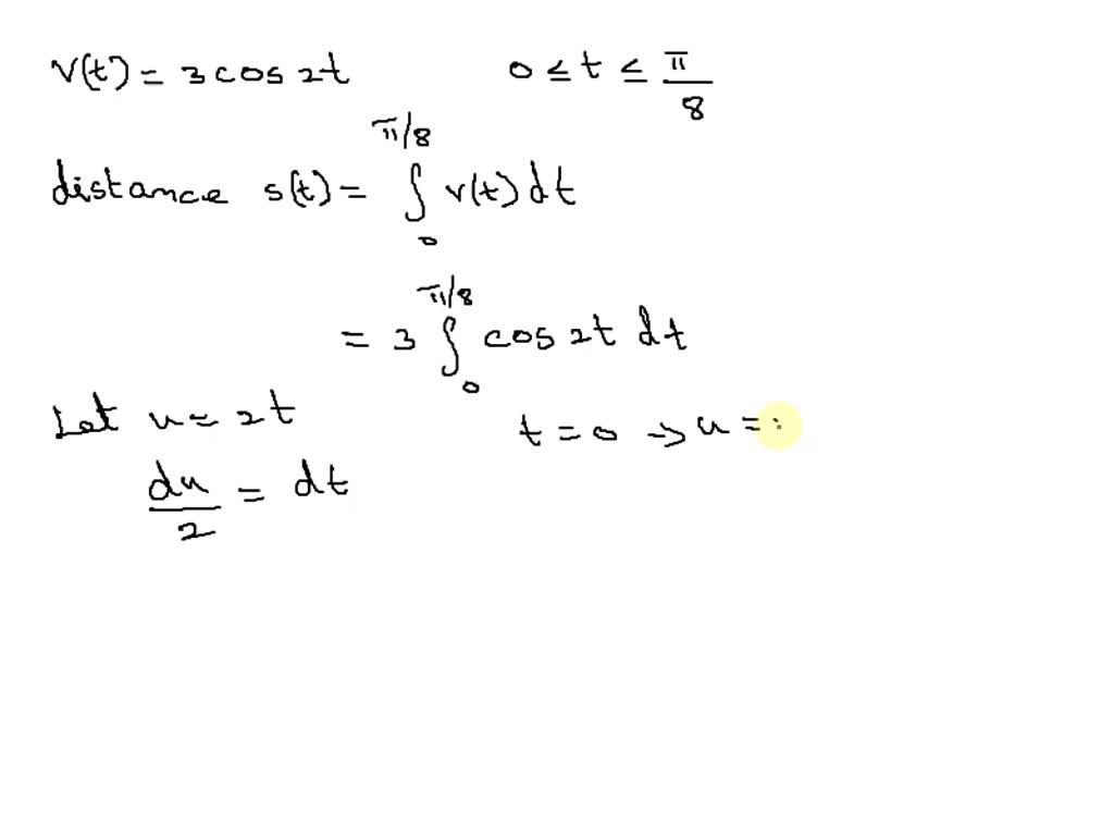 SOLVED: A particle moves with a velocity of v(t)=3 cos 2 t m / s along ...
