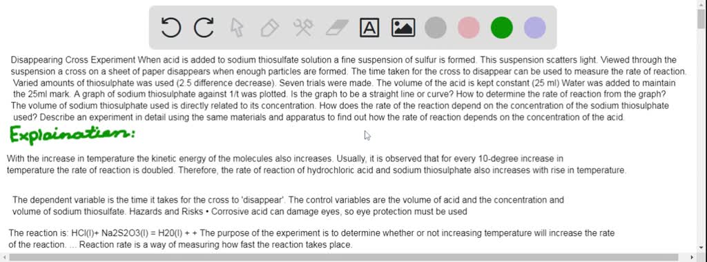 Disappearing Cross Experiment When acid is added to sodium thiosulfate ...