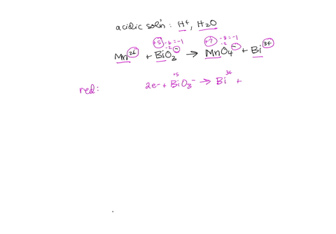 Complete and balance the following redox reaction in acidic...