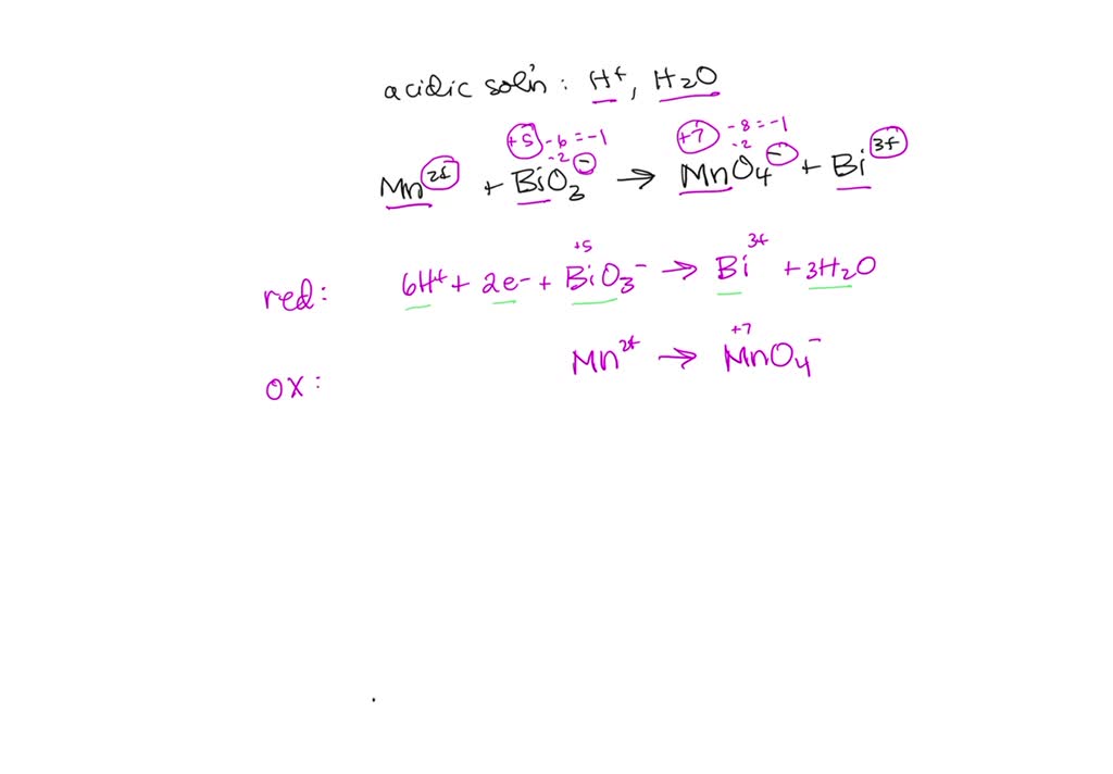 SOLVED: Complete and balance the following redox reaction in acidic ...