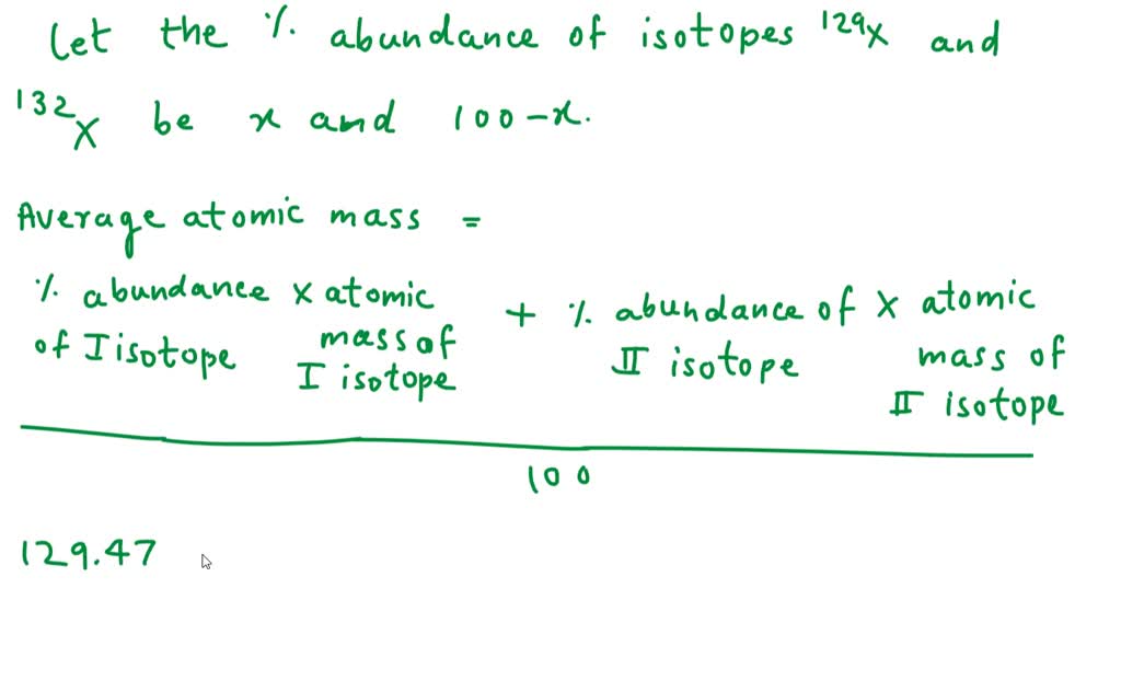 SOLVED: An unknown element is a mixture of isotopes Â¹Â²â ¹X and Â¹Â³Â²X. The average atomic ...
