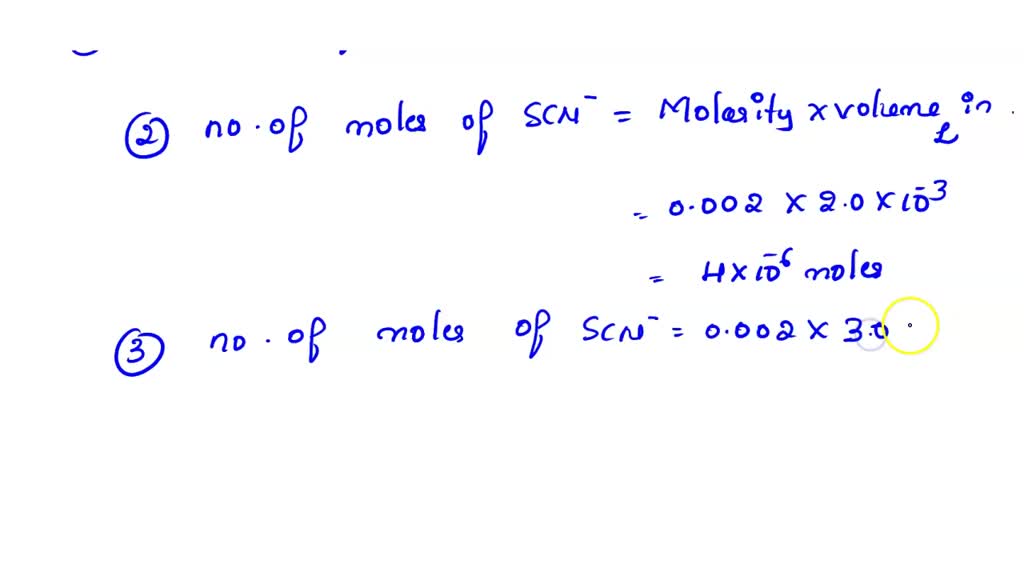 SOLVED:Section E: Thiocyano-iron III Complex Ion: Fet + SCN = FeSCN ...