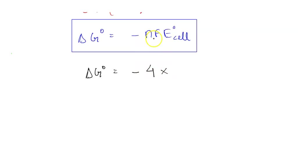 SOLVED: The delta G cell = -15 kJ for an electrochemical cell. The ...