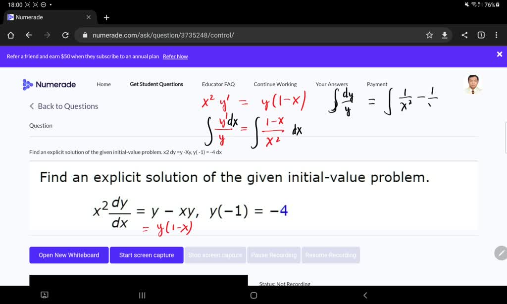 SOLVED: Find an explicit solution of the given initial-value problem ...