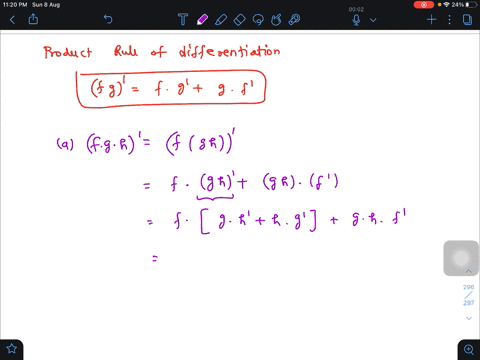 (a) Use the Product Rule twice to prove that it f,g, and h are differentiable. then (fgh)' = f ...