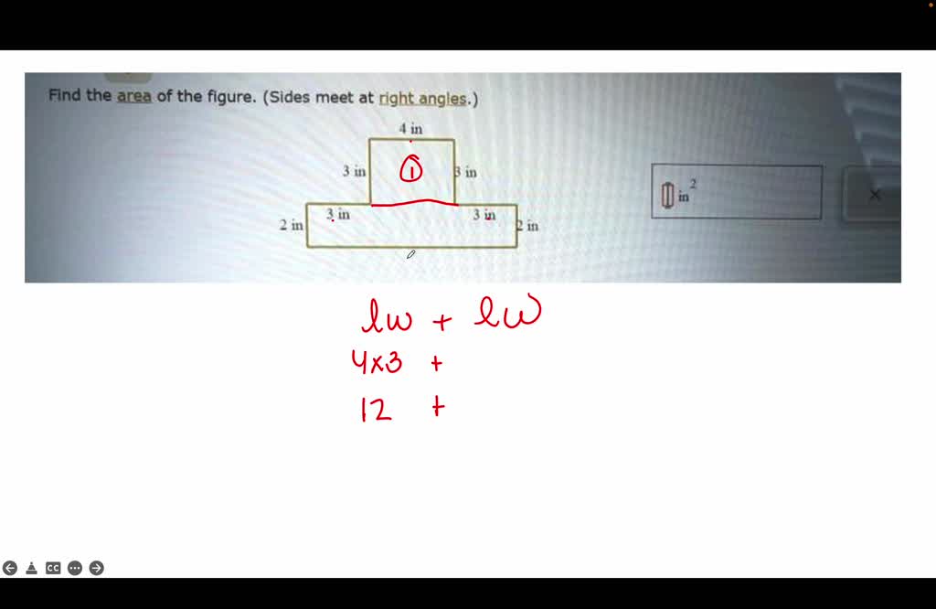 SOLVED: Find the area of the figure. (Sides meet at right angles.) 5ft 8ft 3 ft 4 f 7 ft Па² X ...