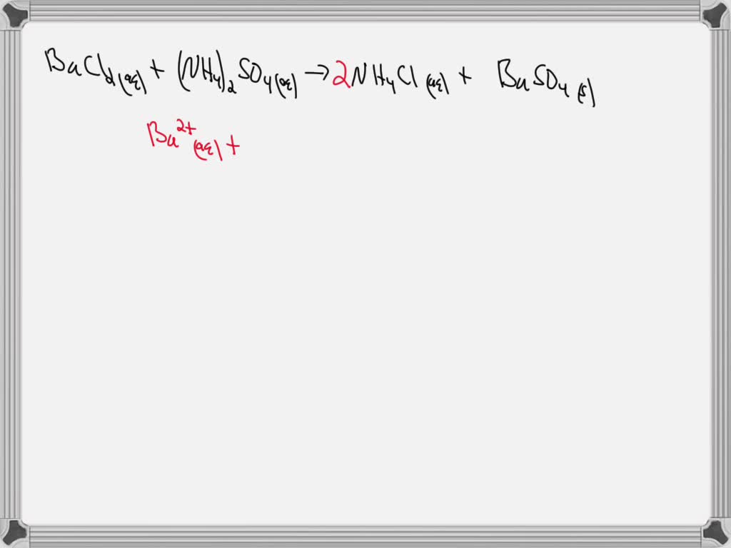 SOLVED: Write the balanced NET ionic equation for the reaction when aqueous BaCl₂ and aqueous ...