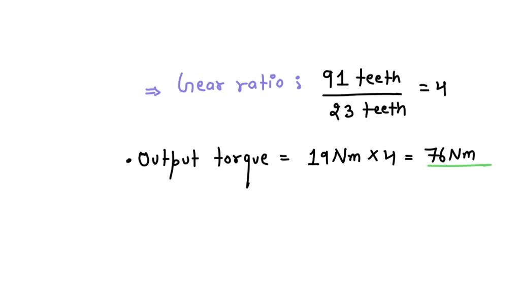 SOLVED: A simple gear train has 2 spur gears. The input gear has 23 teeth and the output gear ...