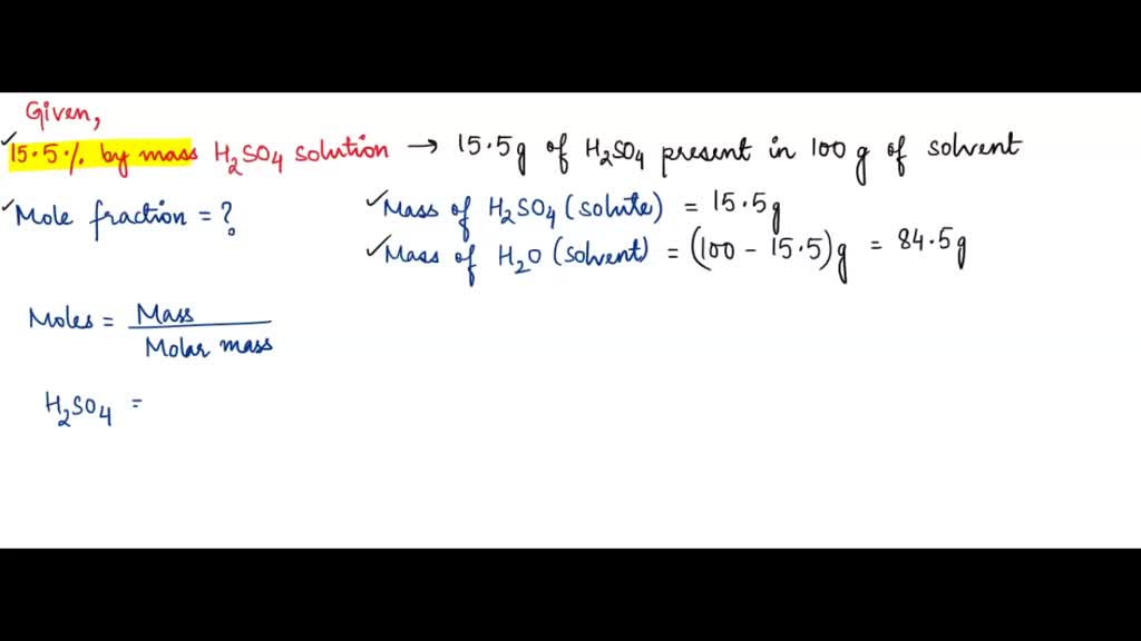 SOLVED: steps to find the molar mass Sulphuric acid (H2SO4]