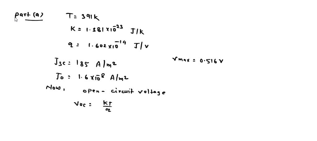 SOLVED: The dark saturation current of a solar cell is 1.6E-8 A/mÂ² ...
