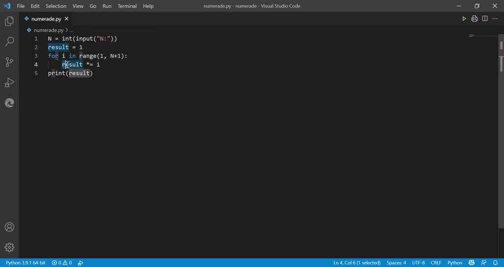 ZyDE 4.4.3: Calculate a factorial: Write a program that lets a user ... ZyDE 4.4.3: Calculate a factorial: Write a program that lets a user ...