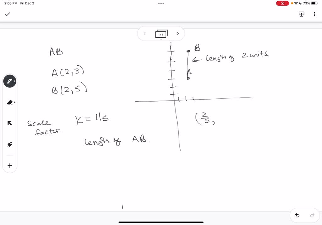 SOLVED: AB has endpoints at (2,3) and (2,5). After a dilation with a center at the origin and a ...