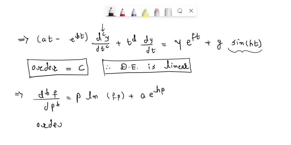 SOLVED: Problem #1: State the order of the following ordinary differential equations and ...