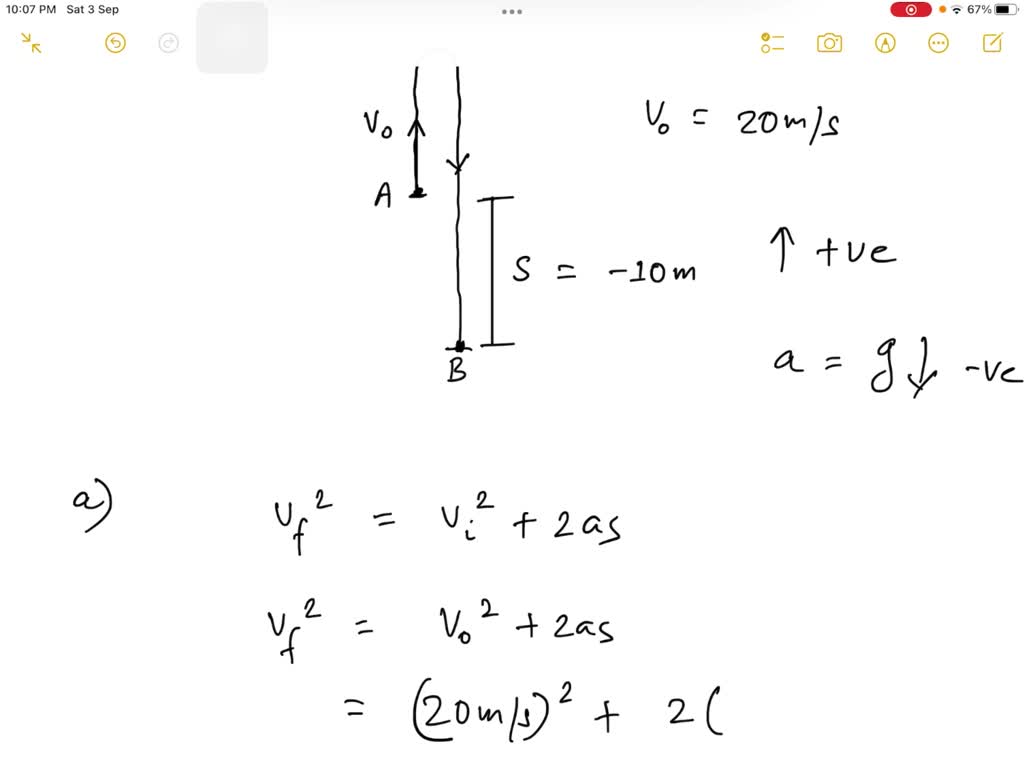 SOLVED: A rock is tossed straight up with a speed of 20 m/s. When it ...