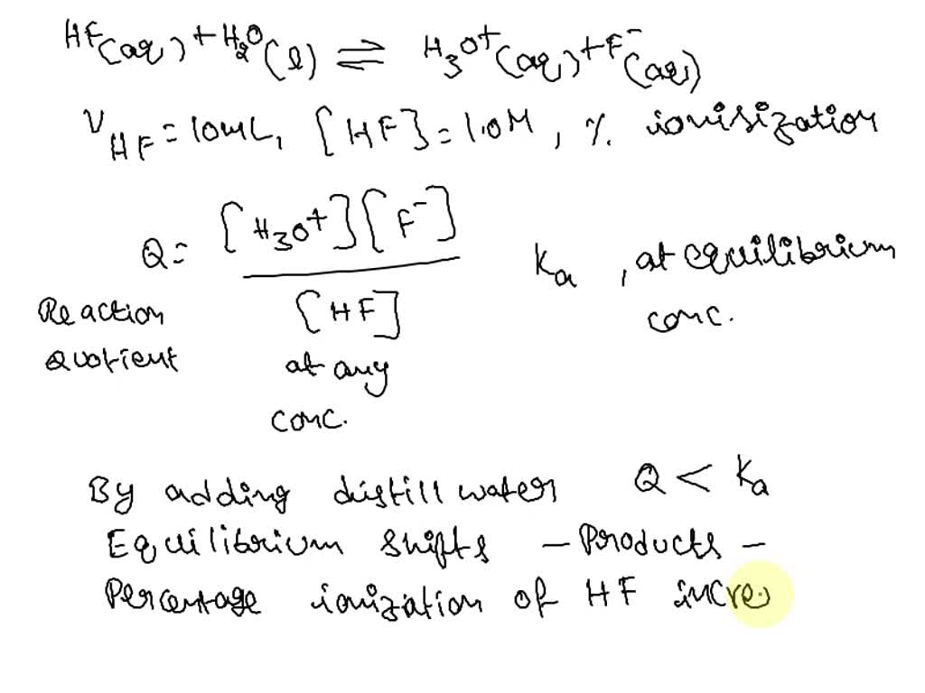 SOLVED: HF(aq) + HzO() 2 F-(aq) H;ot(aq) The ionization of HF(aq) in ...