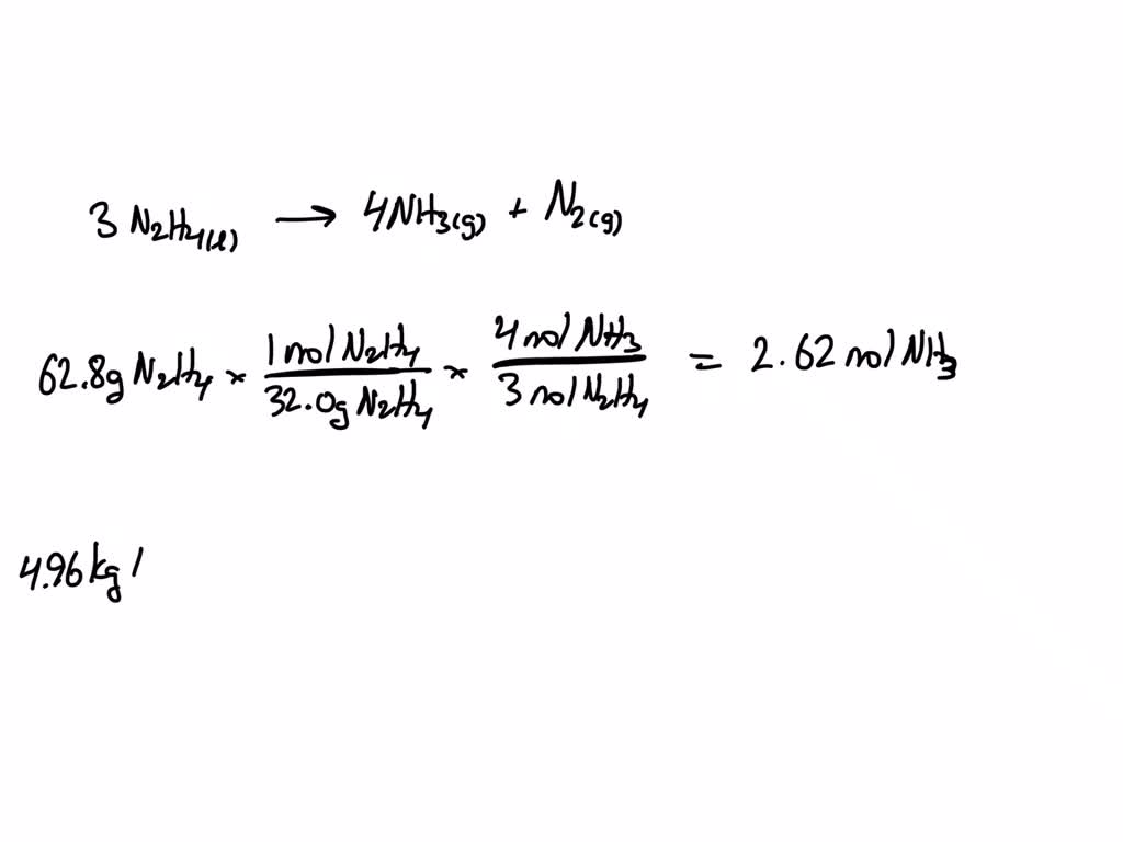 SOLVED: Calculate how many moles of NH3NH3 form when each quantity of reactant completely reacts ...
