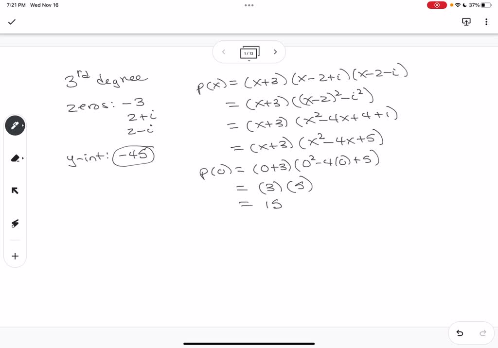 Solved Construct A Polynomial Function With The Following Properties Third Degree Only Real