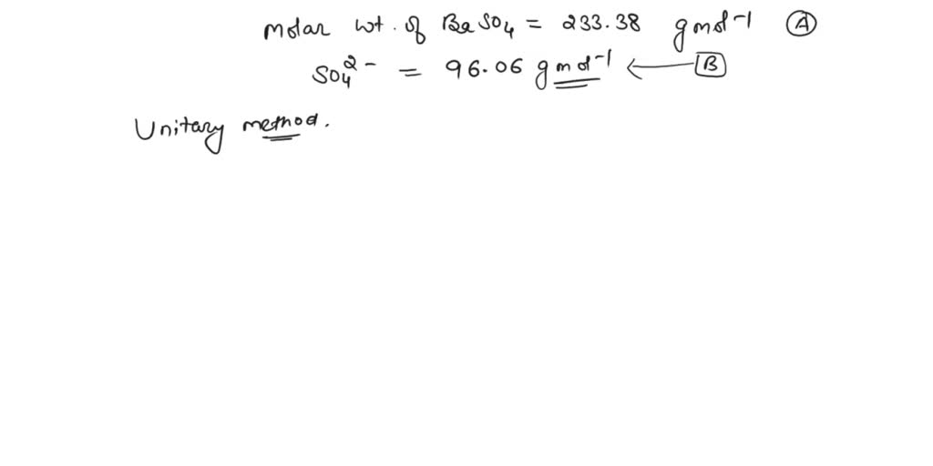 SOLVED: Calculate the mass of SO42- present in 2.0 g of BaSO4. Show your work.