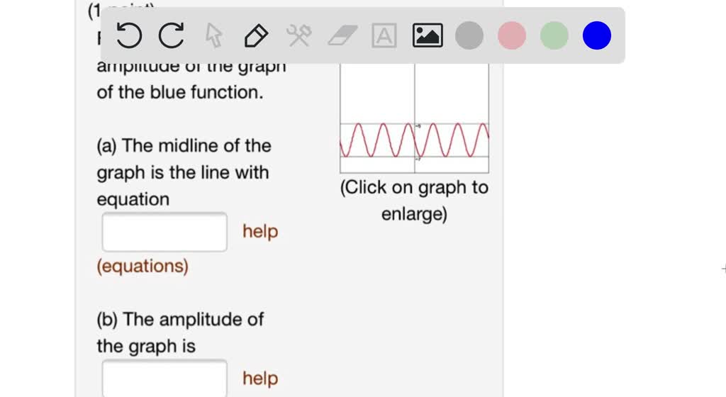 SOLVED: point) Find the midline and amplitude of the graph of the blue ...