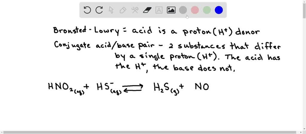 SOLVED: Look at the following equation: HNOzlaq) HS (aq) HzS(e) NO2 (aq ...