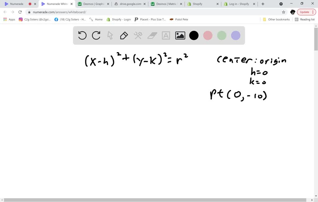 Solved Give The Equation Of The Circle Centered At The Origin And