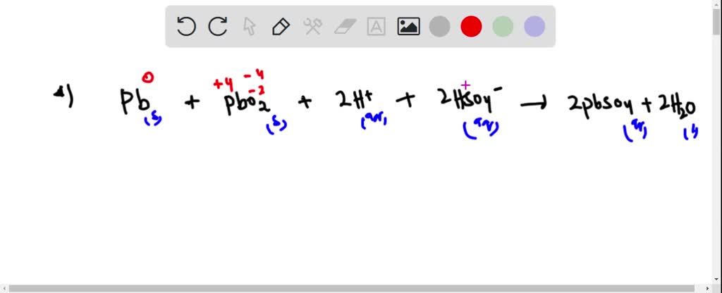 SOLVED: Pb (s) + PbO2 (s) + 2H+ (aq) + 2HSO4- (aq) â†’ 2PbSO4 (s ...