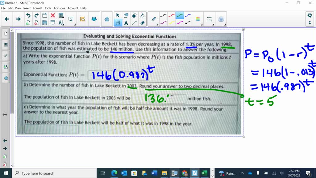 SOLVED: Evaluating and Solving Exonential Functions Since 1990, the ...