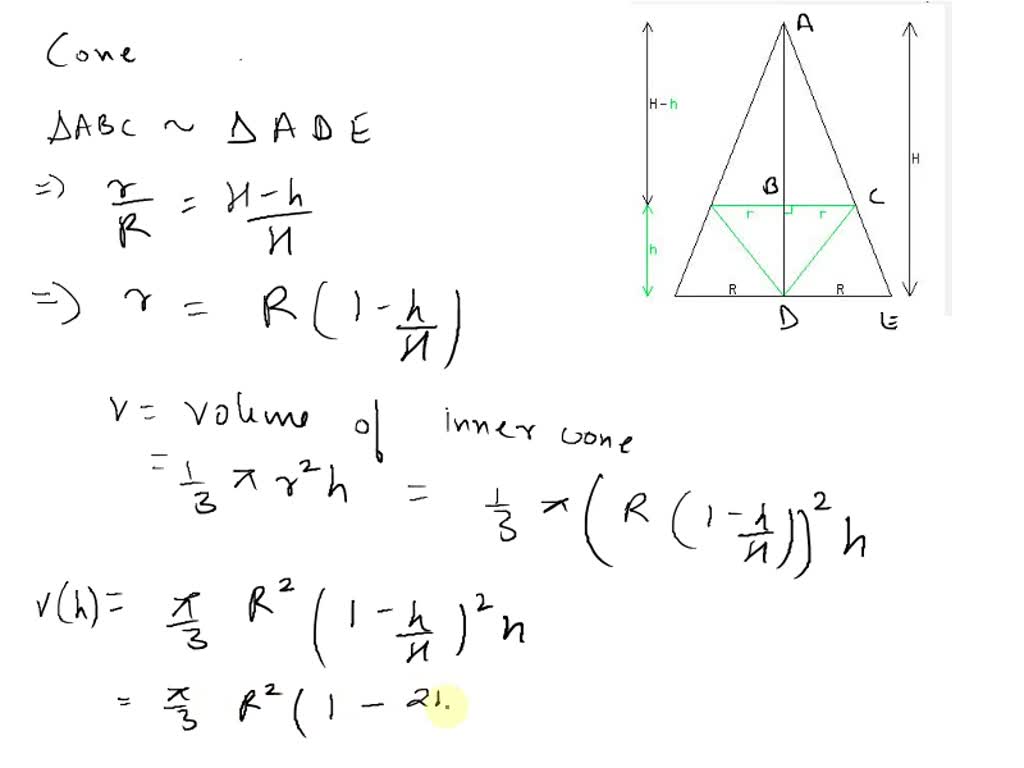 SOLVED: point) A right circular cone is to be inscribed in another ...
