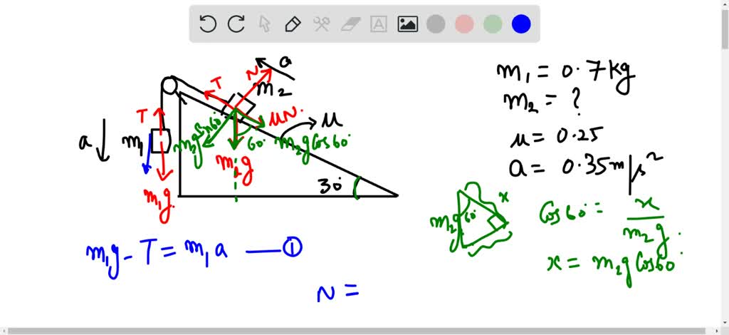 SOLVED: (Figure 1)Block 1, of mass m1 = 0.700 kg , is connected over an ideal (massless and ...