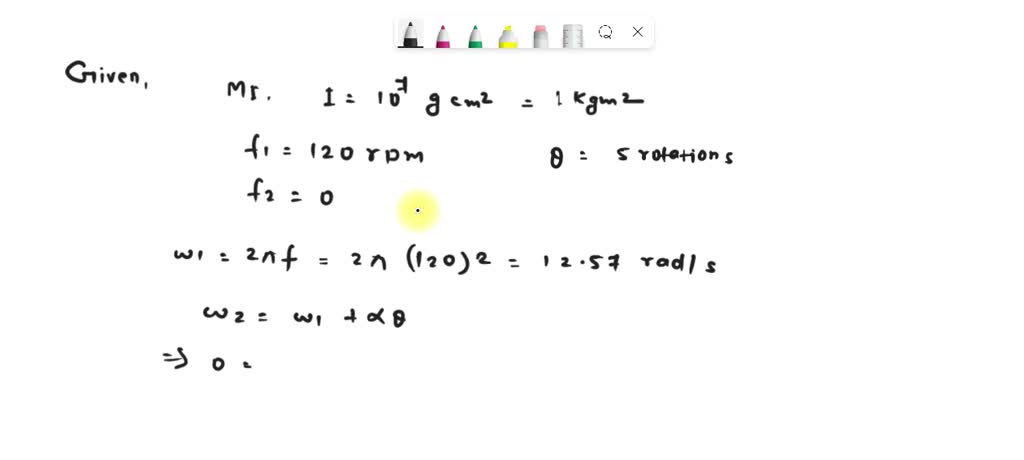 A flywheel of moment of inertia 10^7 gm cm^2 is rotating at a speed of ...