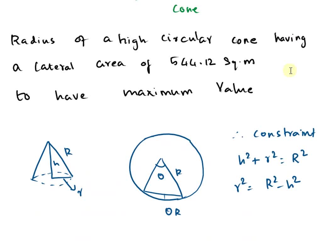 Find the radius of the right circular cone having a lateral area of 544 ...