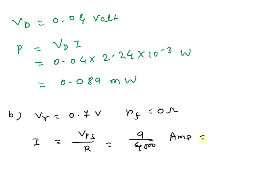 SOLVED: 2. Determine the diode voltage and current in the circuit shown ...