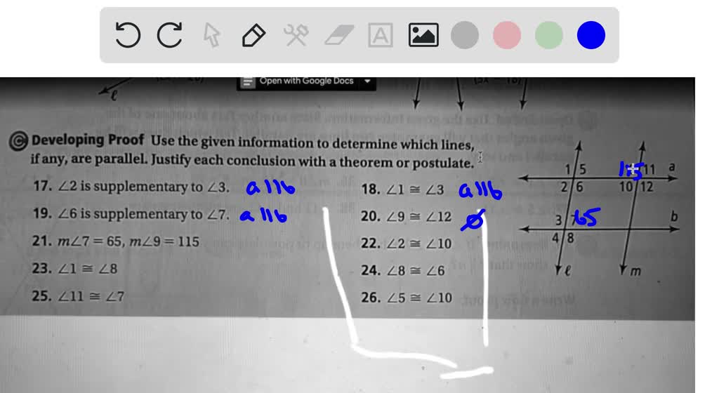 SOLVED: Developing Proof: Use the given information to determine which lines, if any, are ...