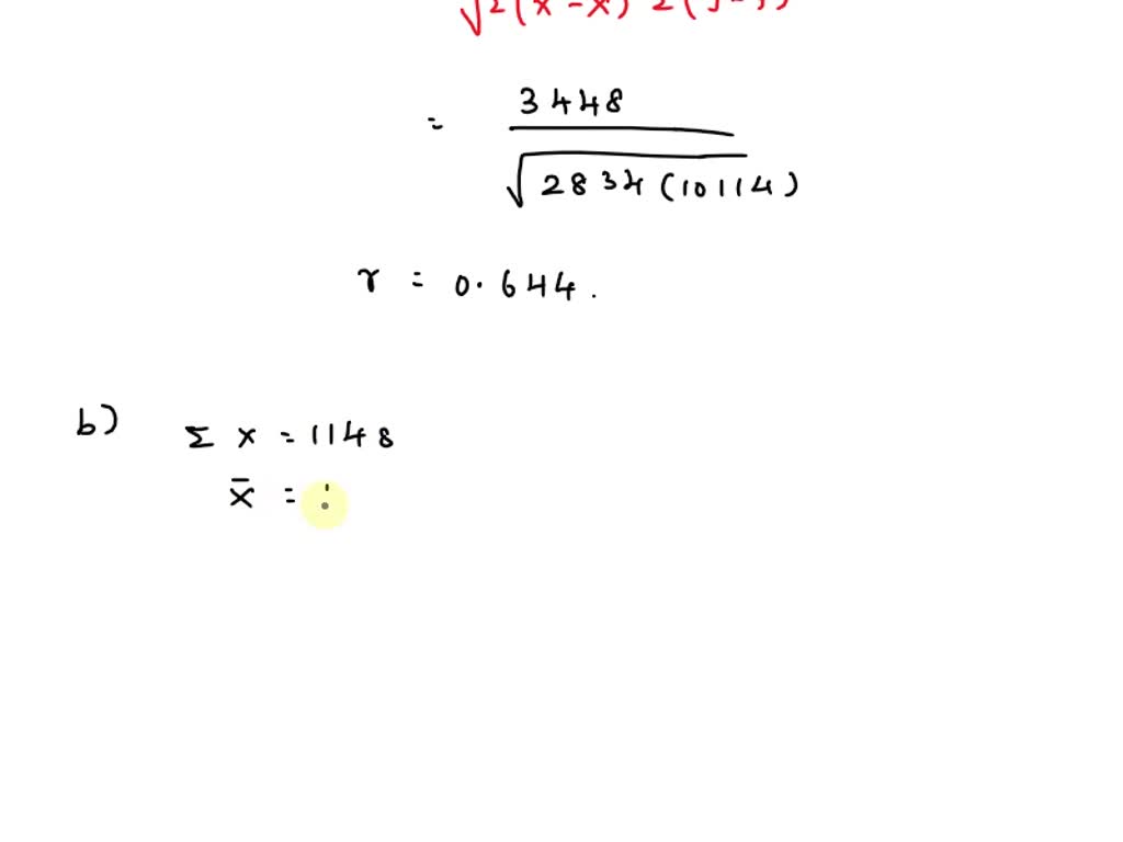 Solved Calculate The Correlation Coefficient R Letting Row 1 Represent The X Values And Row 2 9538